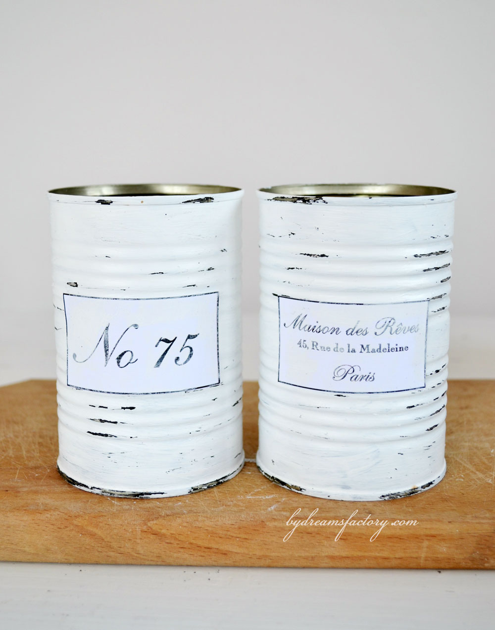 DIY Shabby French recycled tin cans - Dreams Factory