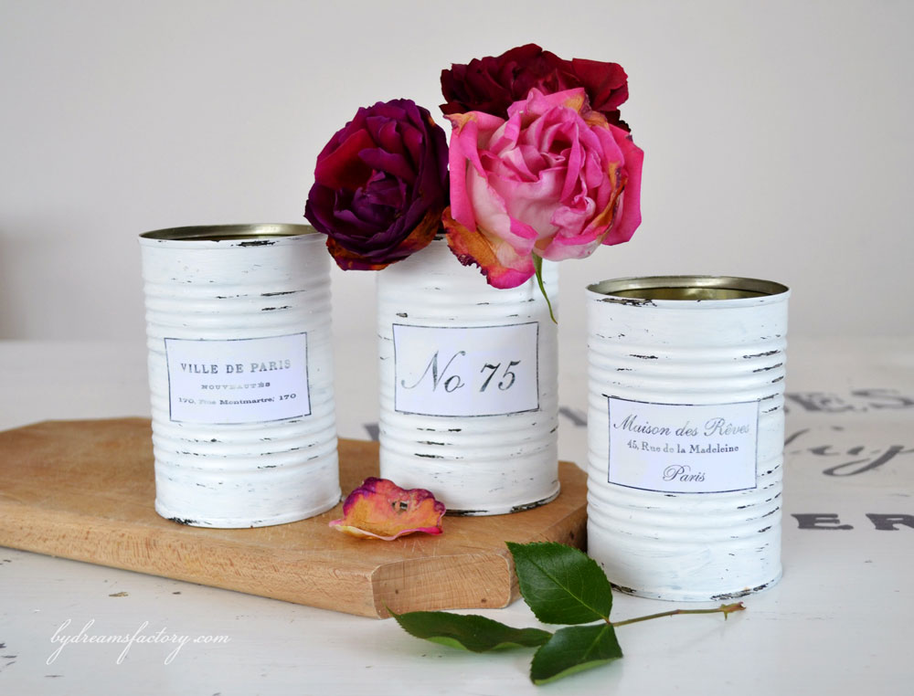 DIY Shabby French recycled tin cans - Dreams Factory